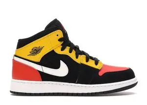 JORDAN 1 Mid Team Orange - Black/amarillo/white