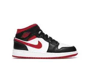 JORDAN 1 Mid High-top Sneakers - White/gym Red/black