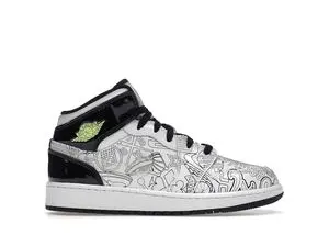 JORDAN 1 Mid Se Diy Sneakers - White/black