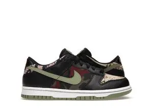 Nike Dunk Low Crazy Camo Sneakers - Black/multi/olive