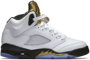 JORDAN 5 Retro Olympic Sneakers - White/black/metallic Gold Coin