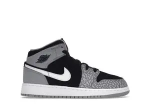 JORDAN 1 Mid Se Elephant Print Sneakers - Black/white/light Smoke Gray