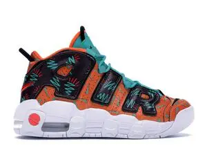 Nike Air More Uptempo What The 90s Sneakers - Total Orange/black/hyper Jade