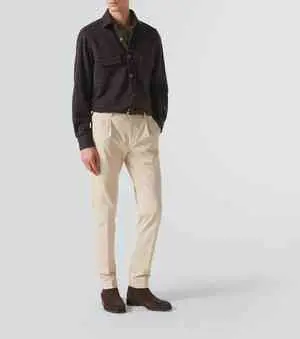 SLOWEAR Incotex Pleated Tapered Cotton Pants - Beige
