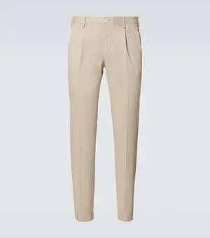 SLOWEAR Incotex Pleated Tapered Cotton Pants - Beige