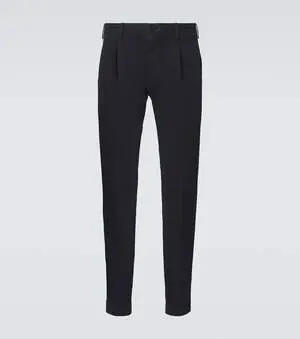 SLOWEAR Incotex Pleated Tapered Cotton Pants - Blue