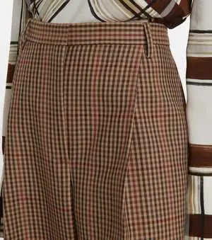 Dries Van Noten Checked Wool Wide-leg Trousers - Brown