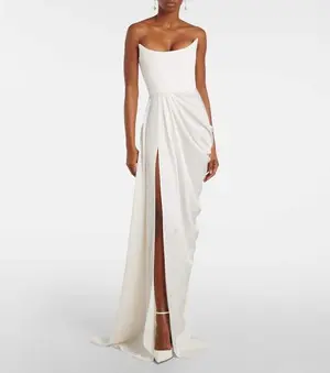 Alex Perry Bridal Draped Crêpe Bustier Gown