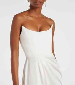 Alex Perry Bridal Draped Crêpe Bustier Gown