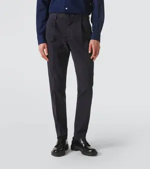 SLOWEAR Incotex Pleated Cotton Tapered Trousers