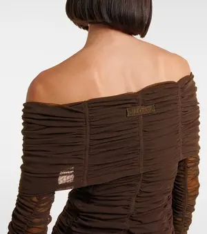 Attico Ruched Off-shoulder Top