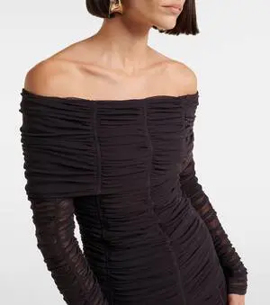 Attico Ruched Off-shoulder Top