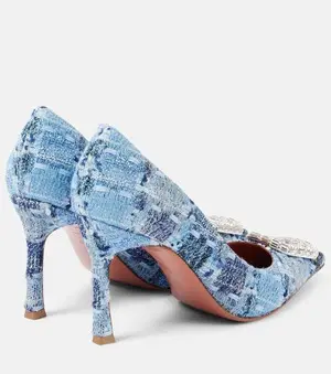 Amina Muaddi Camelia 90 Tweed Pumps - Blue