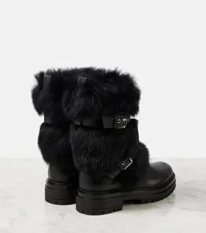 GIANVITO ROSSI Maverick Leather And Shearling Biker Boots - Black