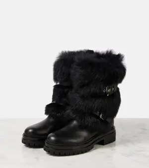 GIANVITO ROSSI Maverick Leather And Shearling Biker Boots - Black