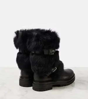 GIANVITO ROSSI Maverick Leather And Shearling Biker Boots - Black