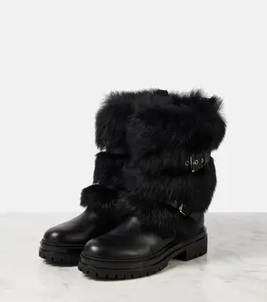 GIANVITO ROSSI Maverick Leather And Shearling Biker Boots - Black