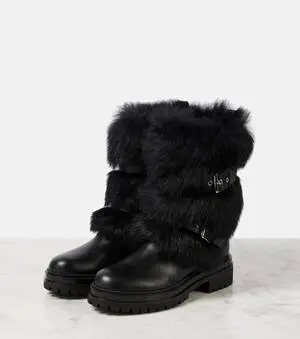 GIANVITO ROSSI Maverick Leather And Shearling Biker Boots - Black