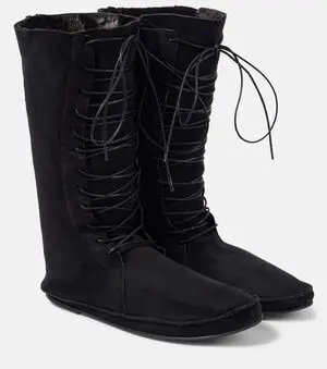 THE ROW Tyler Suede Lace-up Boots - Black