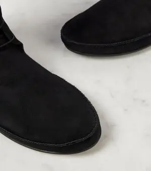 THE ROW Tyler Suede Lace-up Boots - Black