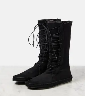 THE ROW Tyler Suede Lace-up Boots - Black