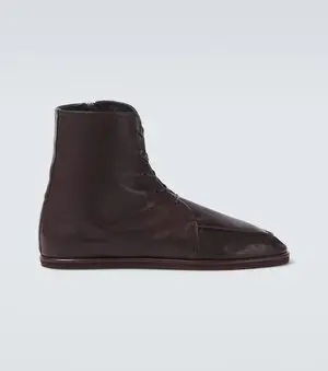 Auralee Leather Ankle Boots - Brown