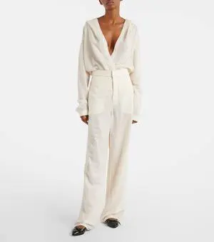 Alaïa Hooded Wool-blend Bodysuit - White