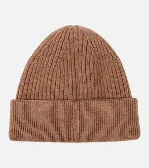 Loewe Logo Ribbed-knit Beanie - Brown