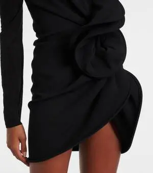 Magda Butrym Gathered Sheer Wool-blend Minidress