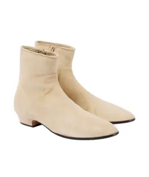 THE ROW Awar 25 Suede Ankle Boots - Beige