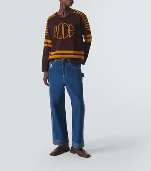 BODE Rink Cotton Jacquard Sweater - Brown