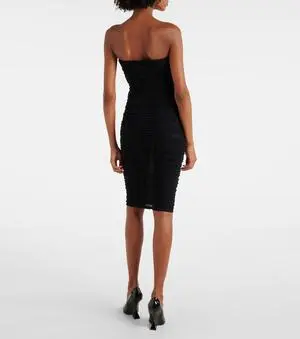 Attico Ruched Tulle Bustier Dress