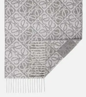 Loewe Anagram Wool And Cashmere Scarf - Grey