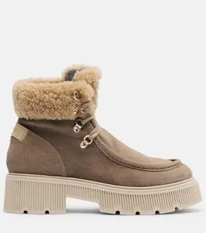 Bogner Turin Suede And Shearling Boots - Beige