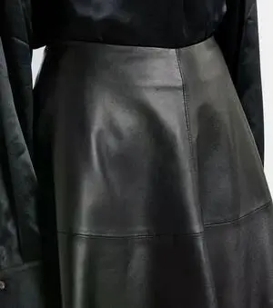 Altuzarra Varda Leather Midi Skirt - Black