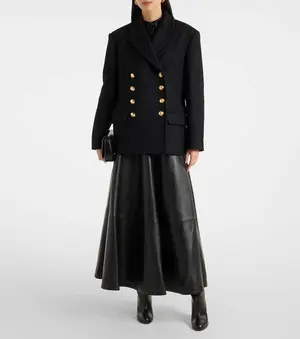 Altuzarra Varda Leather Midi Skirt - Black