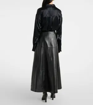 Altuzarra Varda Leather Midi Skirt - Black
