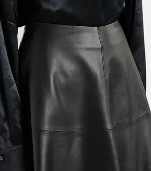 Altuzarra Varda Leather Midi Skirt - Black