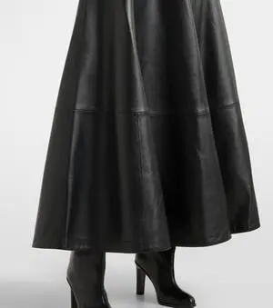 Altuzarra Varda Leather Midi Skirt - Black