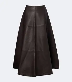 Altuzarra Varda Leather Midi Skirt - Brown
