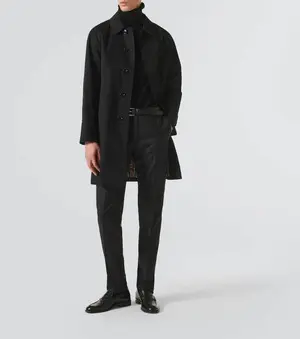 SLOWEAR Incotex Wool Straight Leg Trousers - Black