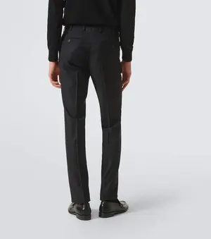 SLOWEAR Incotex Wool Straight Leg Trousers - Black