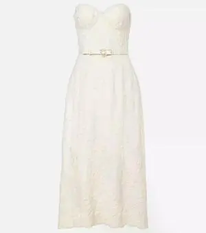 Elie Saab Embroidered Cady Midi Dress