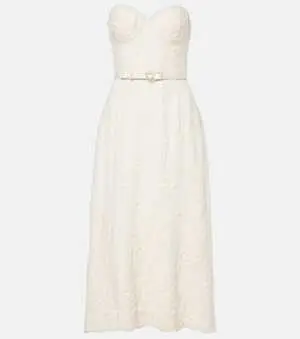 Elie Saab Embroidered Cady Midi Dress