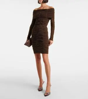 Attico Ruched Jersey Miniskirt