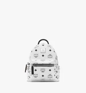 Mcm Stark Bebe Boo Backpack In Visetos - White