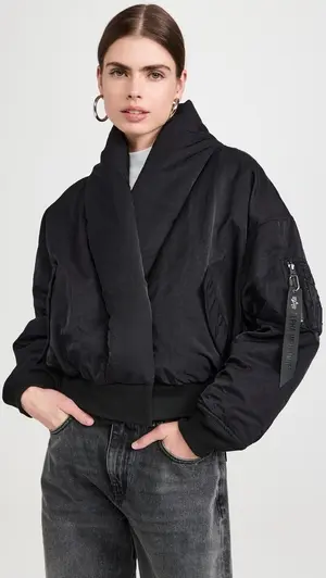 Alpha Industries Shawl Collar Flight Jacket - Black
