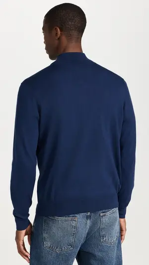 Faherty Brand Movement Quarter Zip Sweater - Marine Navy Heather