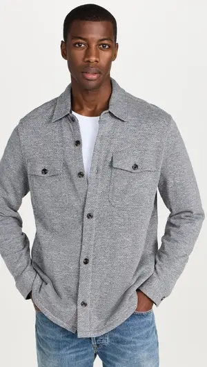 Faherty Brand Inlet Knit Shirt Jacket - Medium Grey Melange