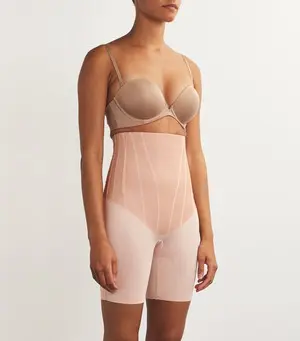 Spanx Supersculpt Totalcontour High-waisted Mid-thigh Shorts - Beige